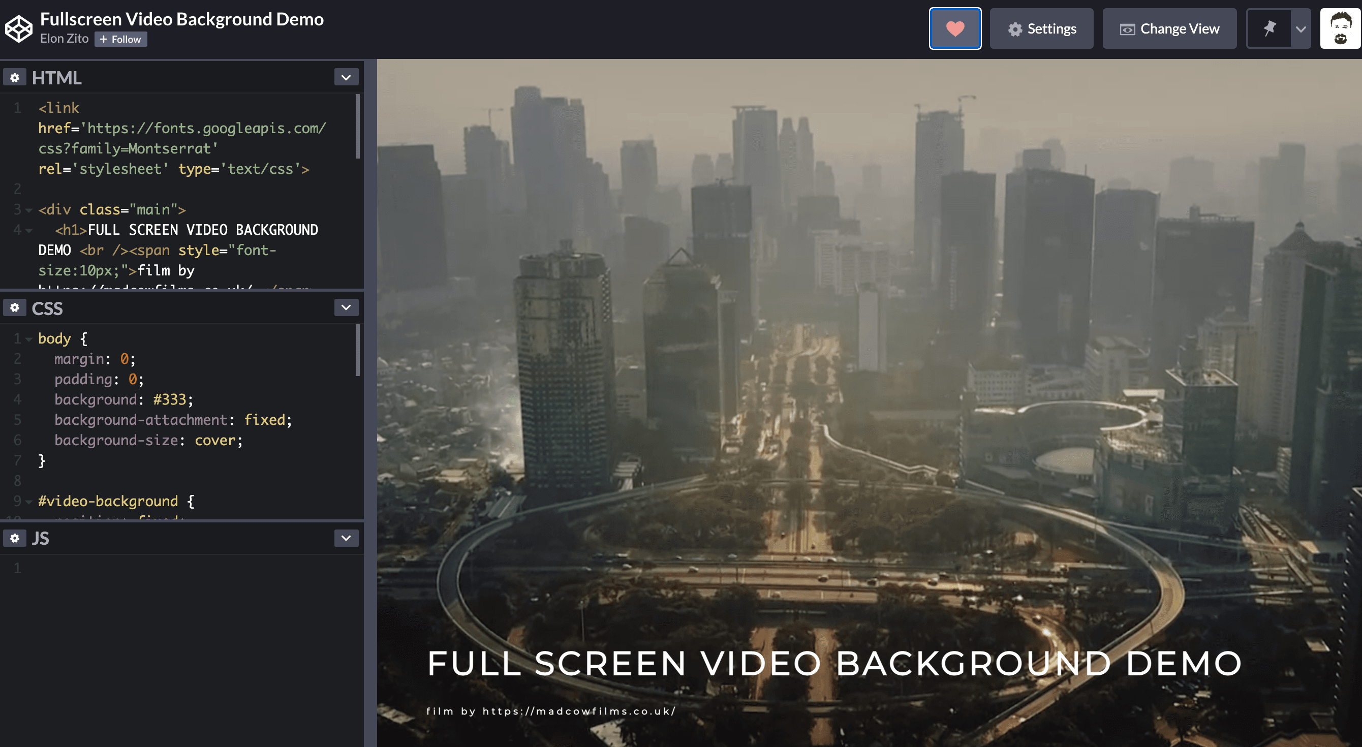 15 CSS full screen video background – Clement MONDARY